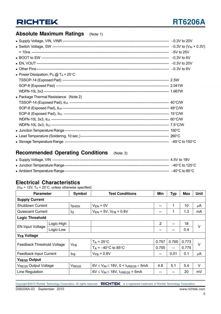 RT6206A datasheet page 5