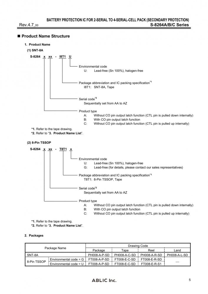ABLIC S-8264AAV-I8T1U datasheet page 5