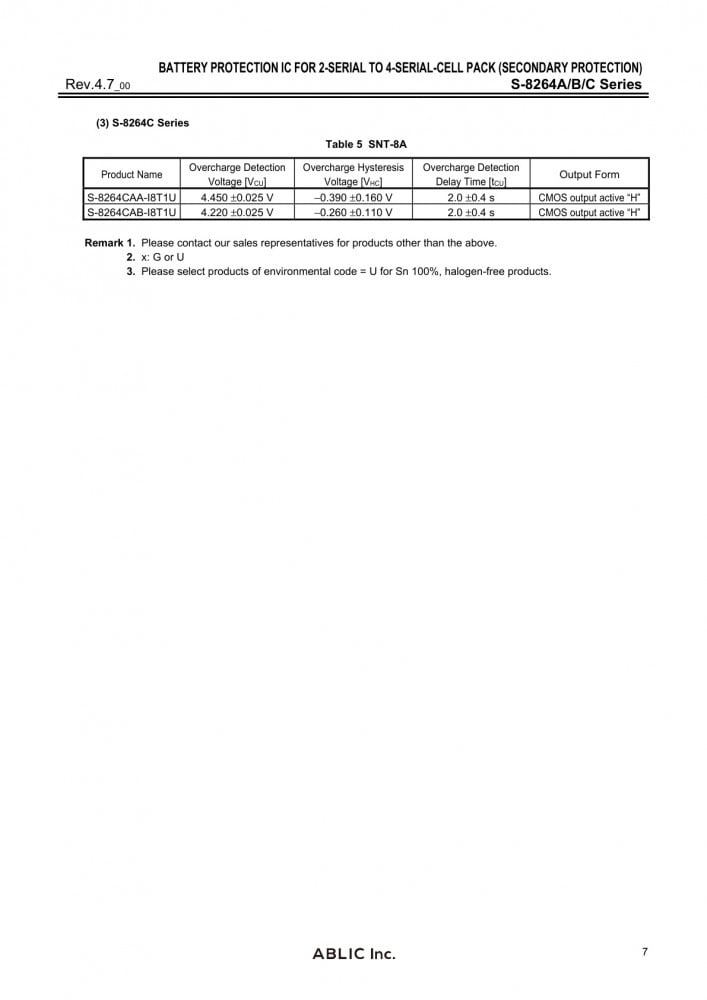 ABLIC S-8264AAV-I8T1U datasheet page 7