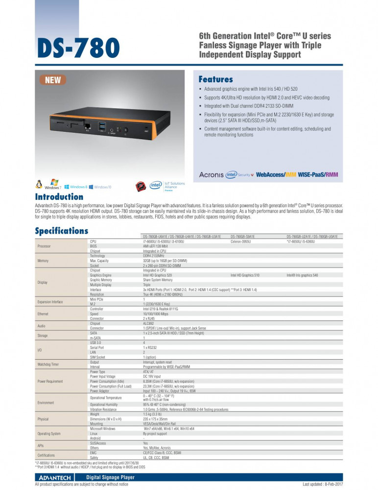 DS-780GB-U3A1E technical datasheet page 1