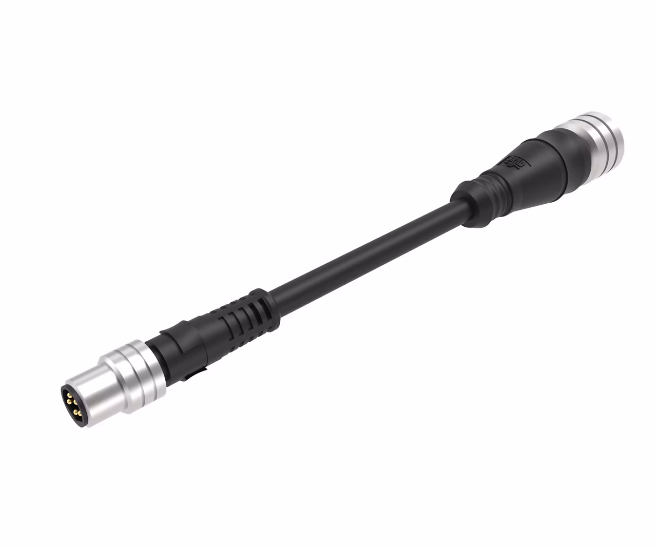 M12 Signal, A-Coded, Ultra-Lock (M12) Single-Ended Cordset, 3 Poles, Male (90°) to Pigtail, 22 AWG, Yellow PVC Cable, 2.0m (6.56') Length