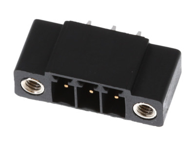 3.50mm Pitch Eurostyle Vertical PCB Header, with Threaded Retention Inserts, Gold (Au) Plated, Black, 3 Circuits for sale
