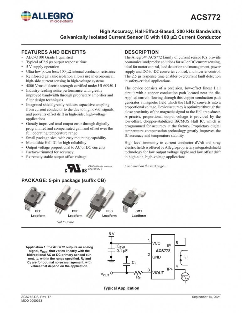 ACS772 datasheet page 1
