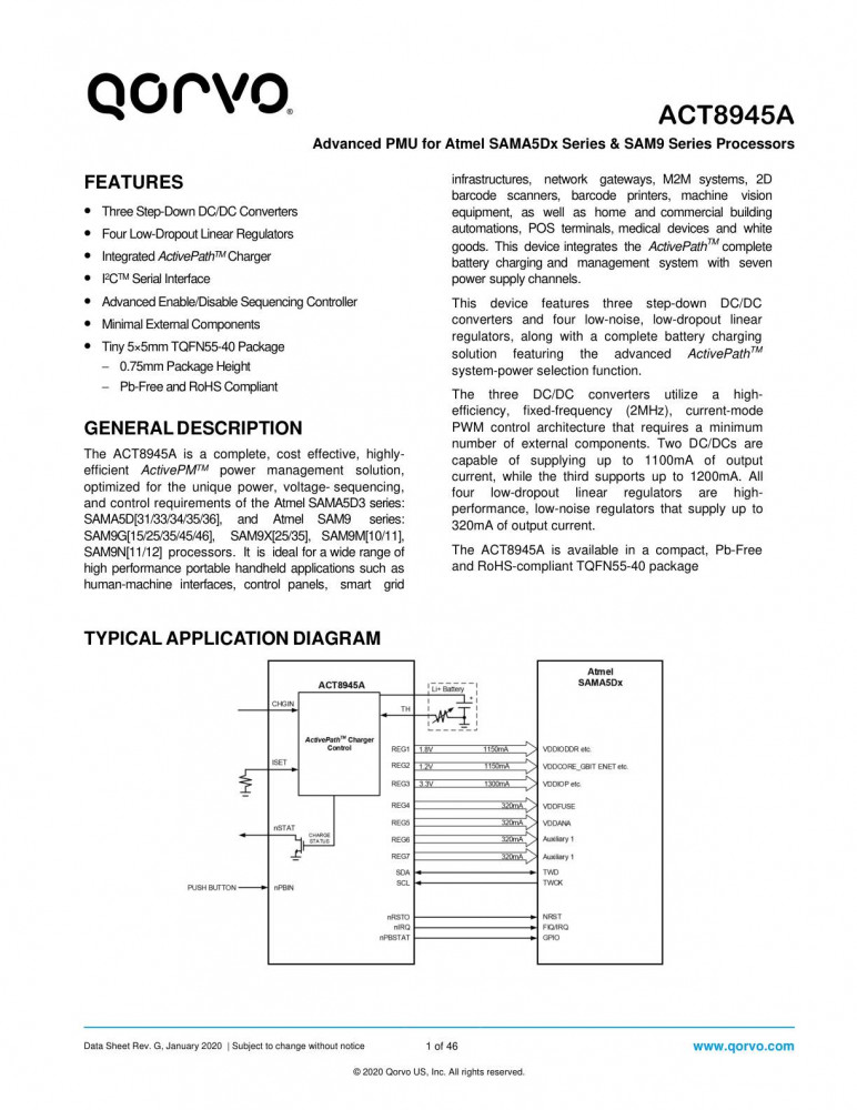 ACT8945AQJ405-T datasheet page 1