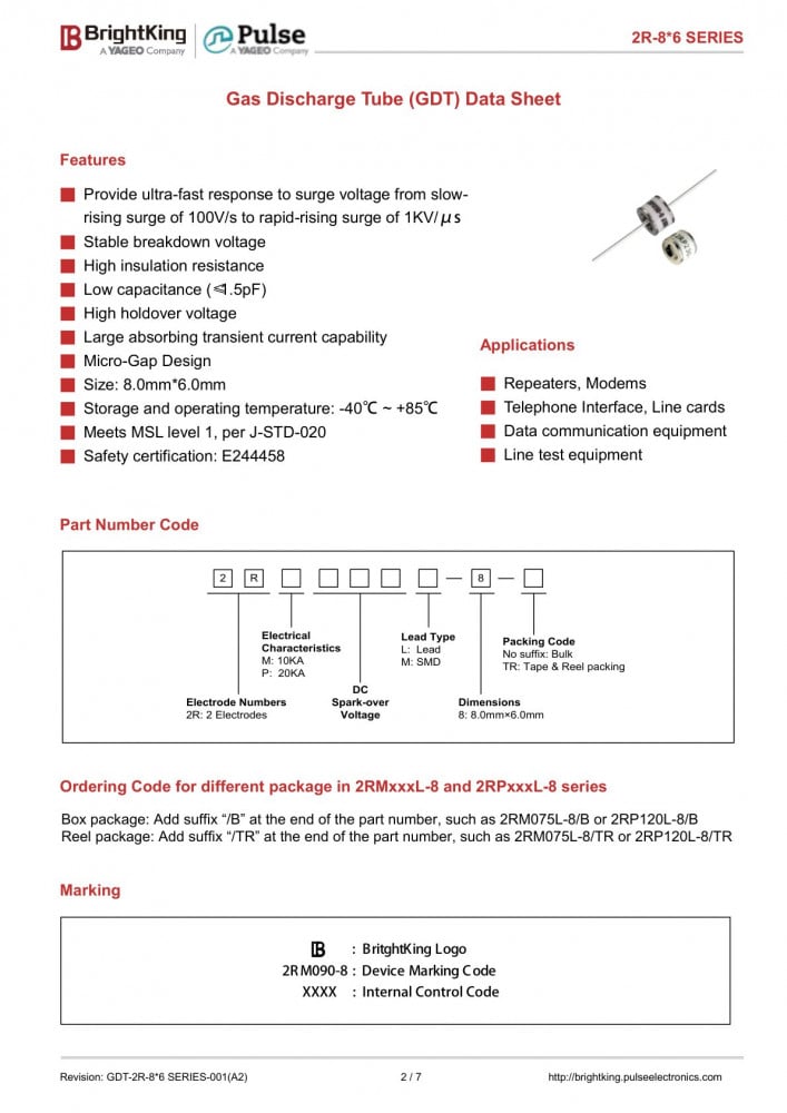 Brightking GDT datasheet page 1