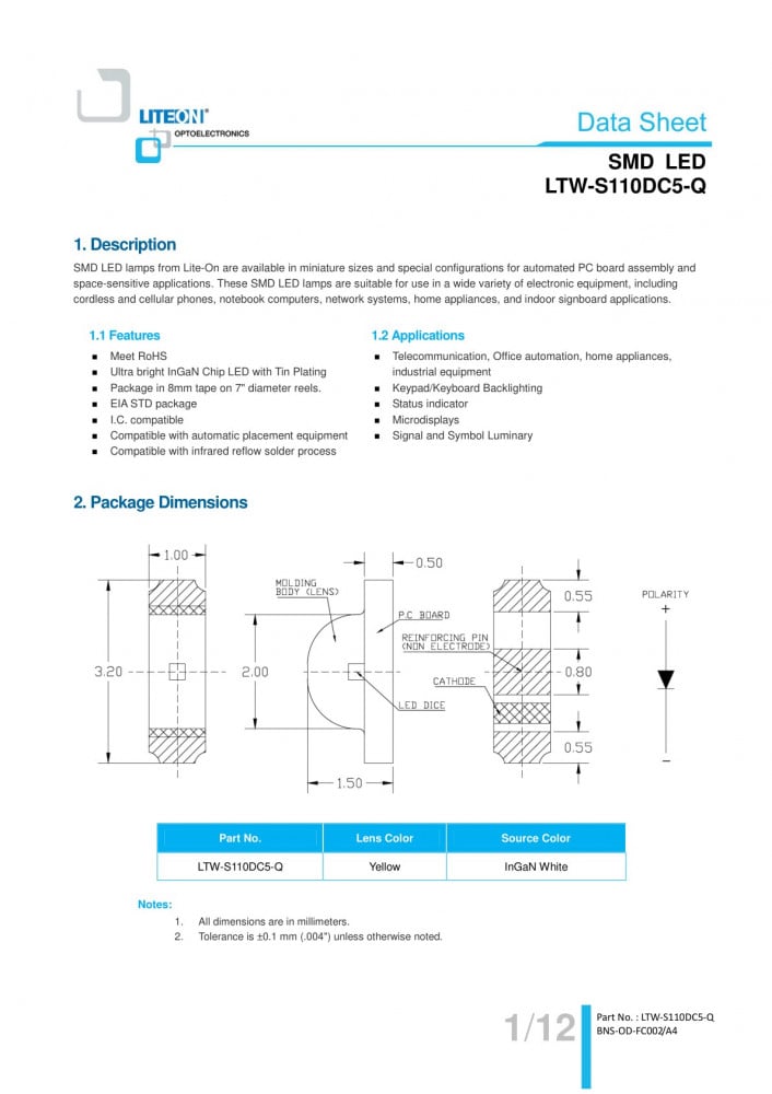LTW-S110DC5-Q datasheet page 2