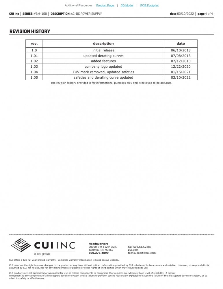 CUI VBM-100-28 datasheet page 4