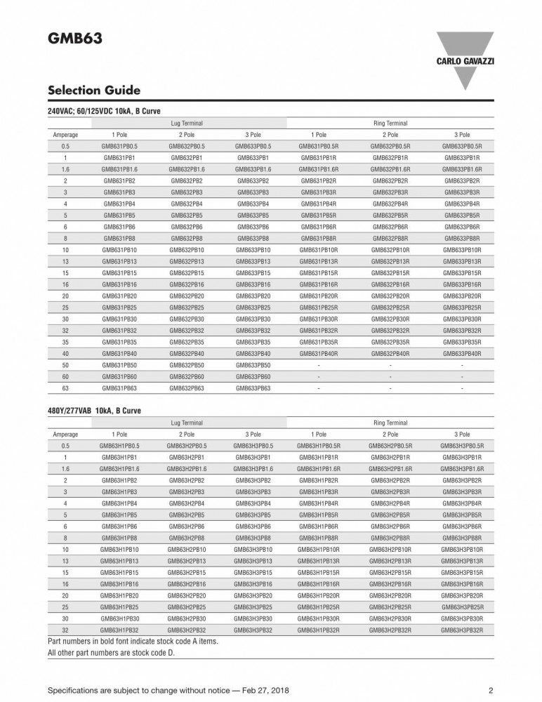 GMB63 product documentation page 2