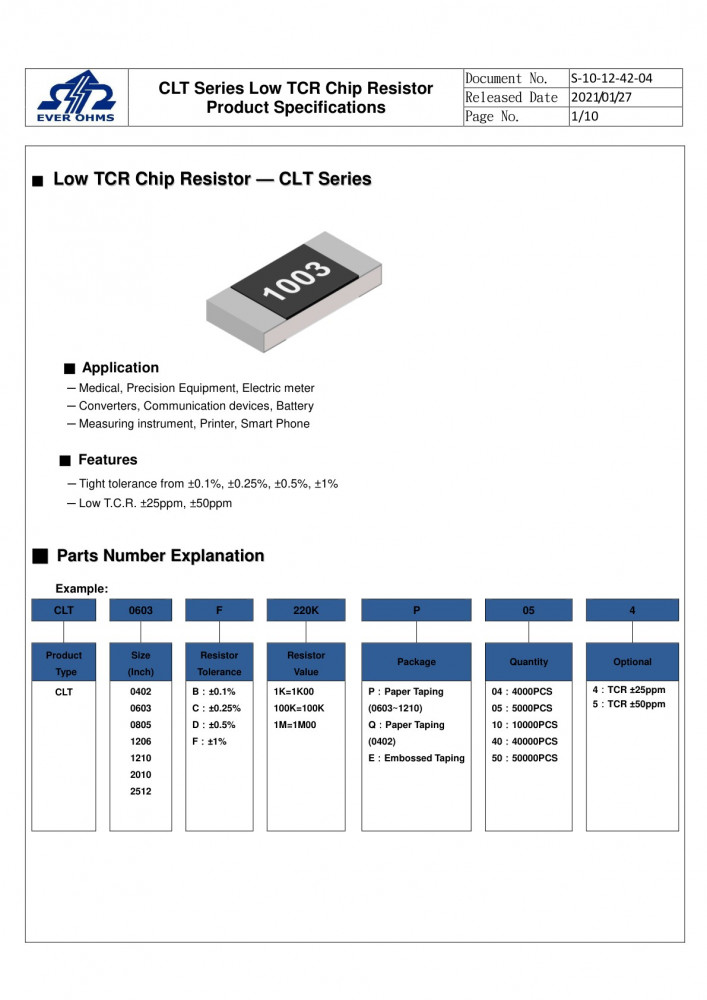 CLT Series datasheet page 1