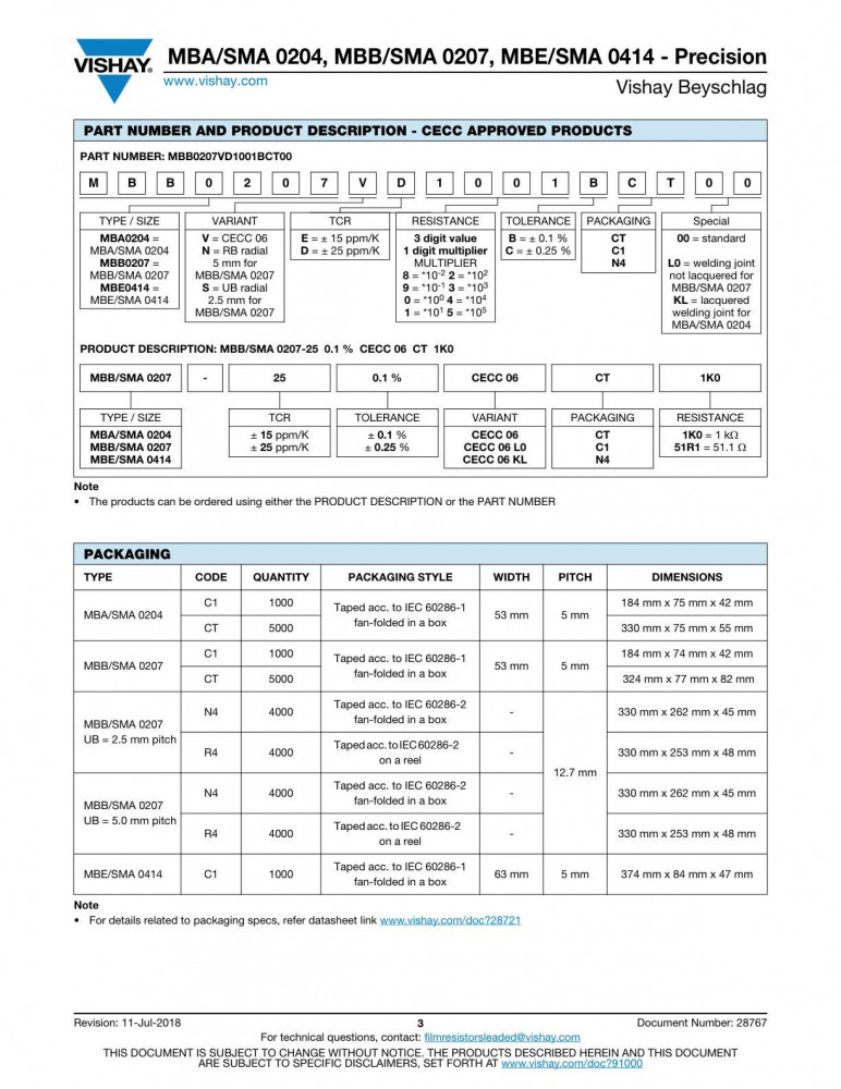 Vishay MBB0207 technical document page 3
