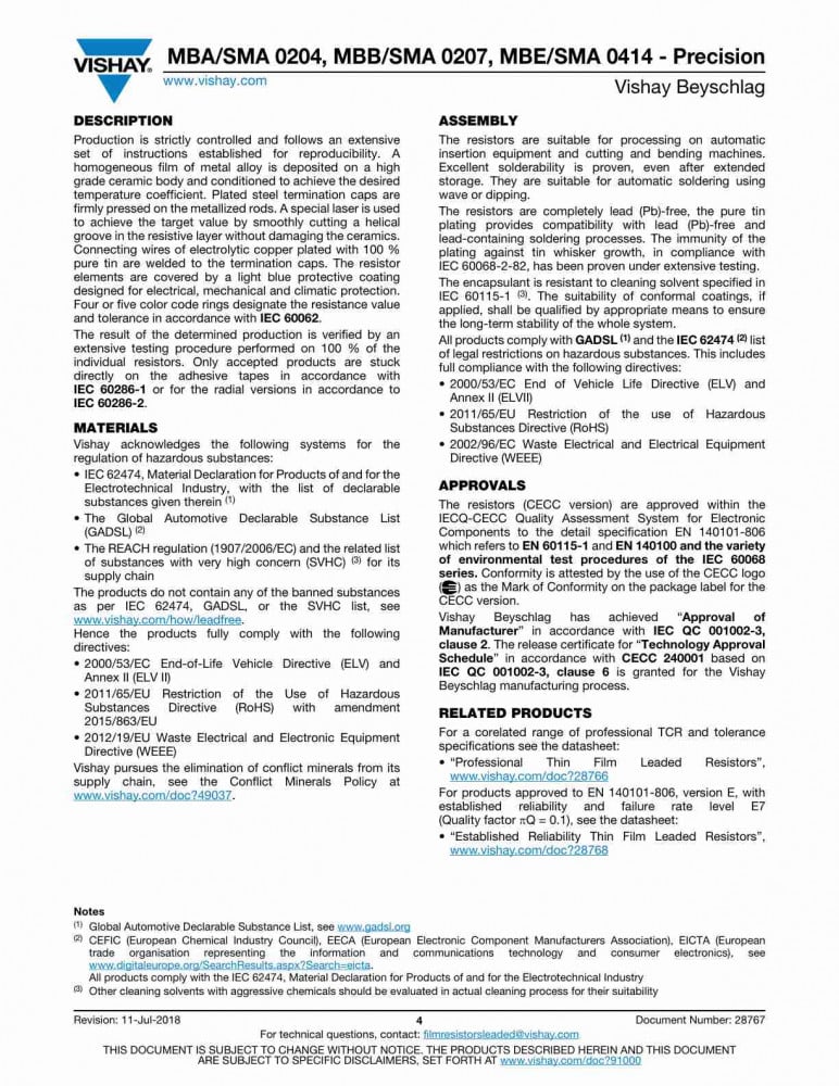 Vishay MBB0207 technical document page 4