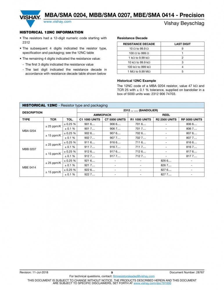 Vishay MBB0207 technical document page 9