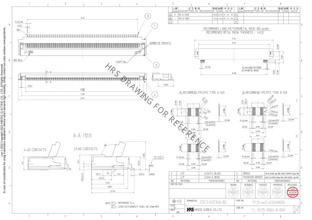 HRS TF31 series drawing page 1