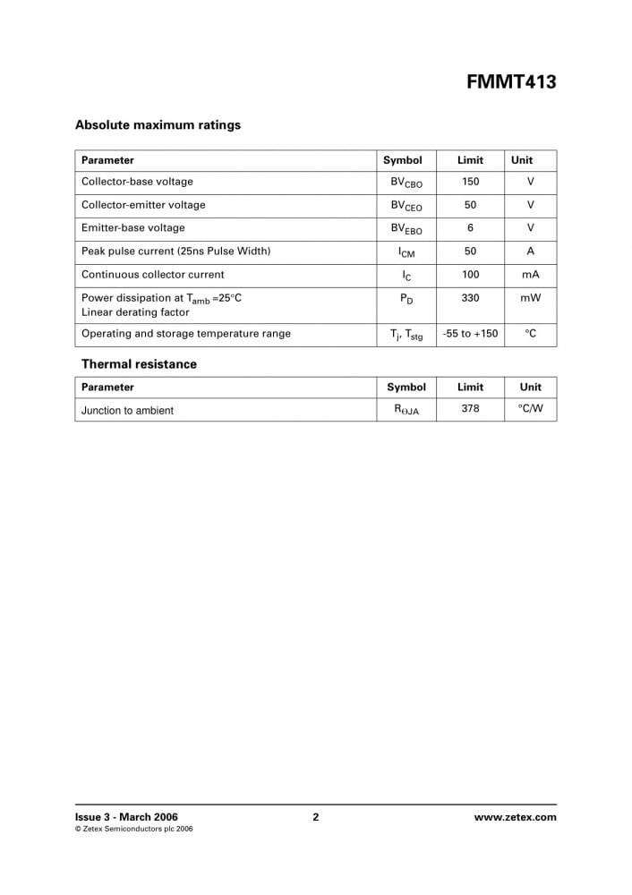 FMMT413TD datasheet page 2