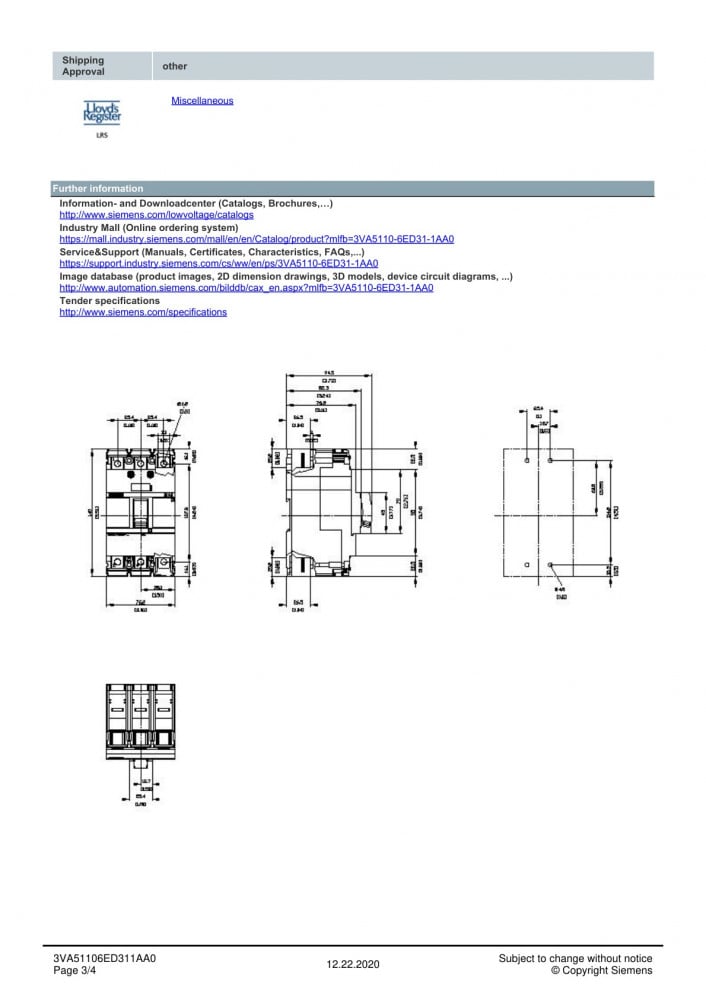3VA5110-6ED31-1AA0 technical document page 3