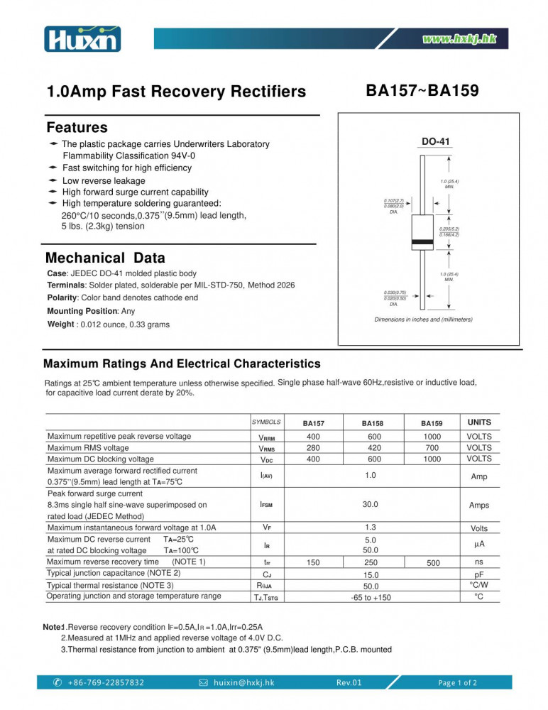 BA159 datasheet page 1