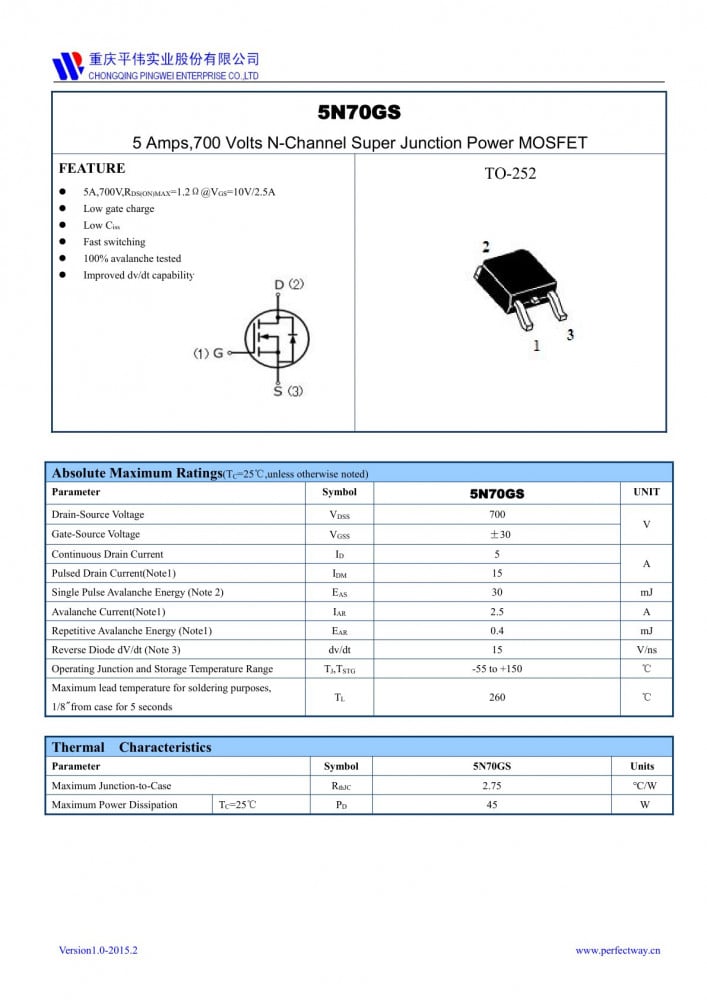 5N70GS datasheet page 1