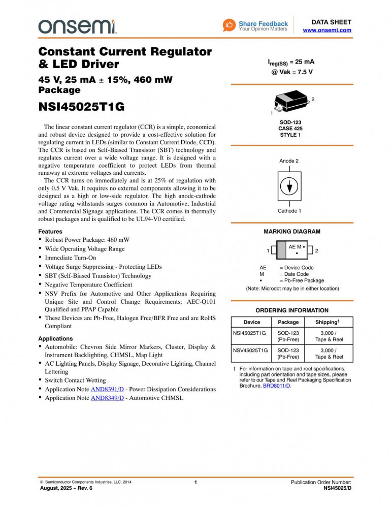 NSI45025 technical document page 1
