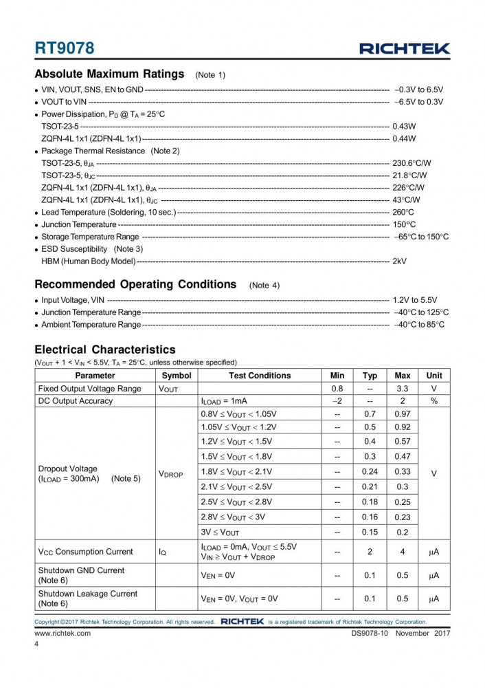 RT9078 datasheet page 4