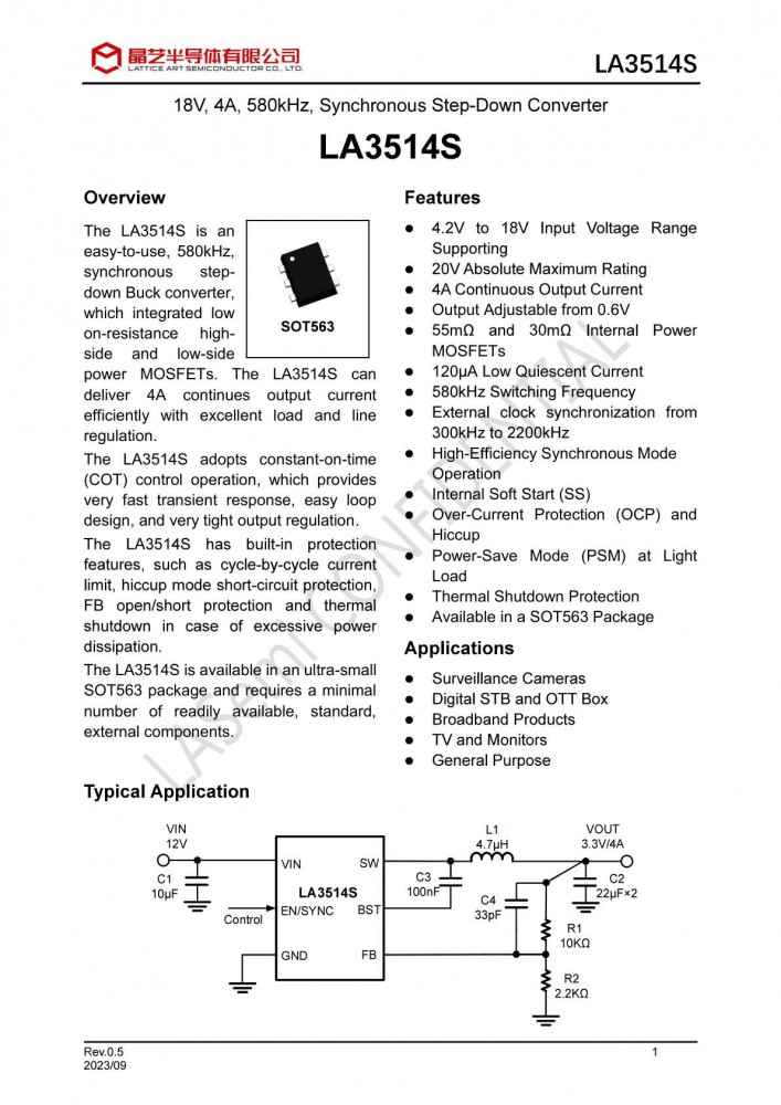 LA3514S technical document preview