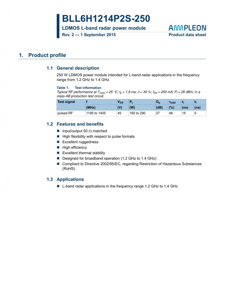 BLL6H1214P2S-250Z datasheet page 1