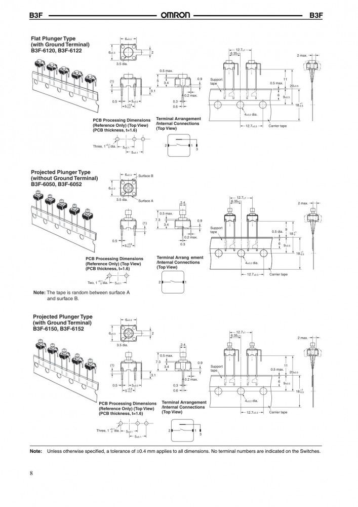 OMRON B3F series datasheet page 8