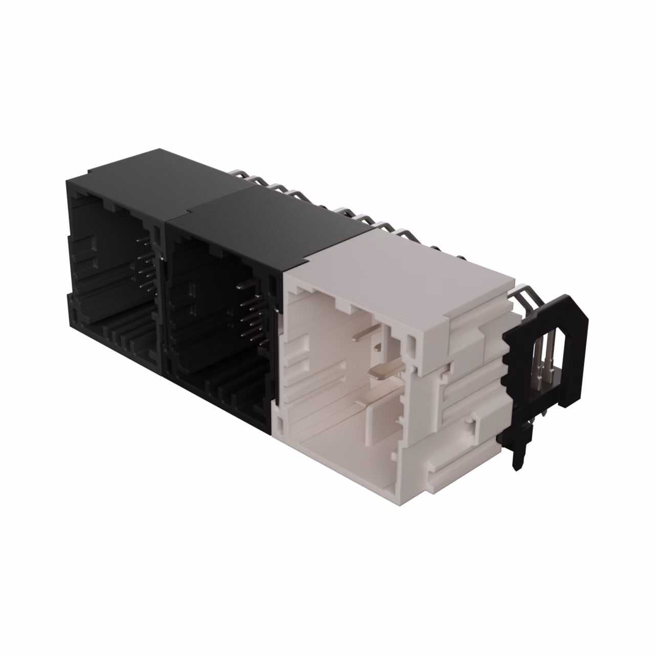 stAK50h 3 Bay Right-Angle Hybrid Header, 71 Circuits, Bay 1: 32 Circuits/Key 3/Dark Gray; Bay 2: 27 Circuits/Key 1/Black; Bay 3: 12 Circuits/Key 4/Gray; Tube for sale