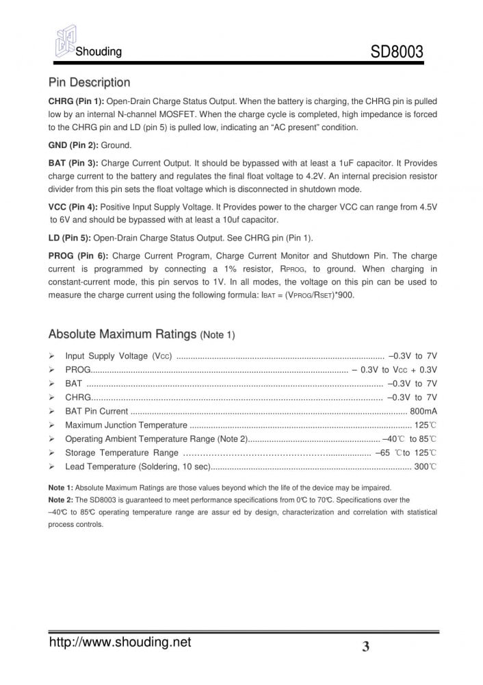 SD8003 datasheet page 3