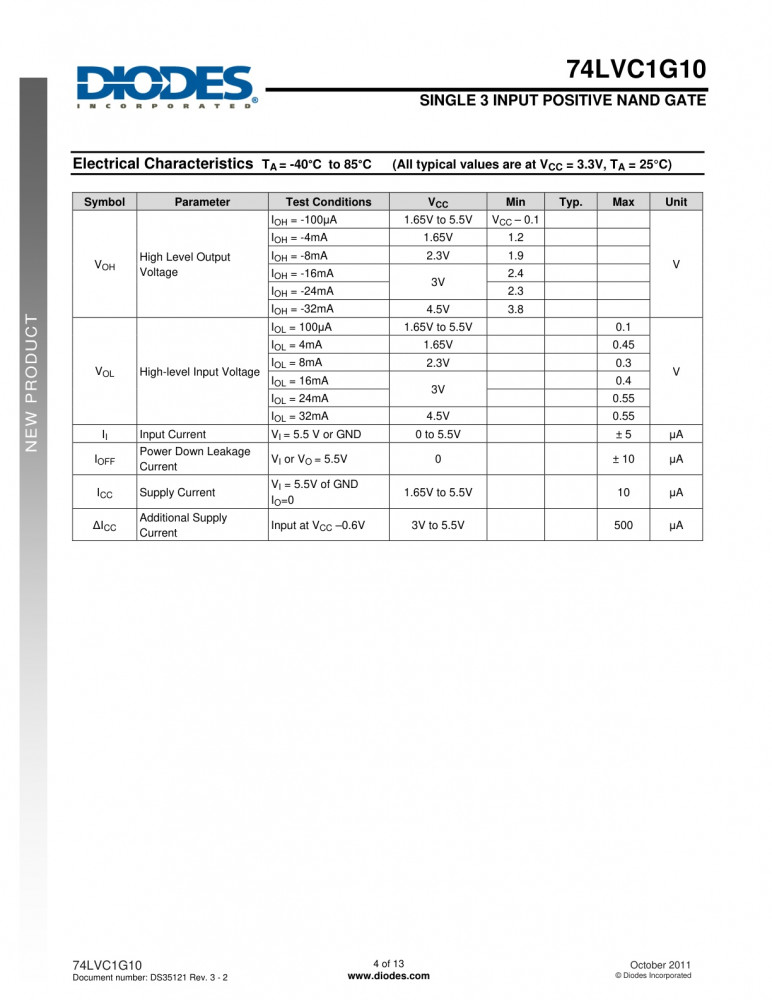 74LVC1G10W6-7 datasheet page 4