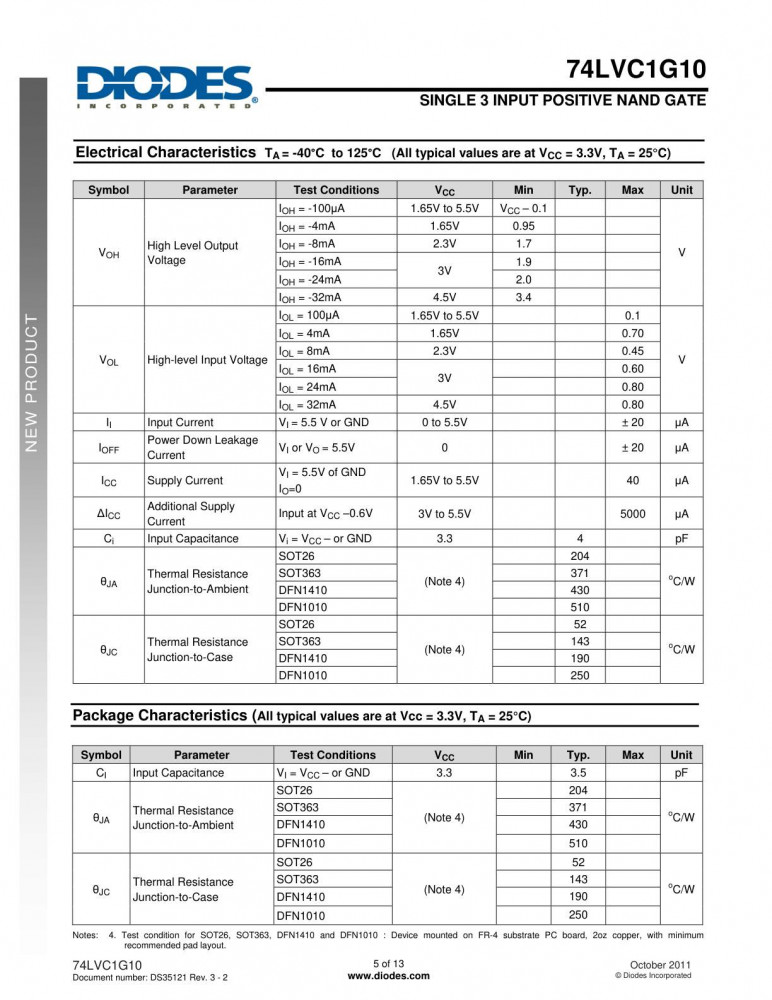 74LVC1G10W6-7 datasheet page 5