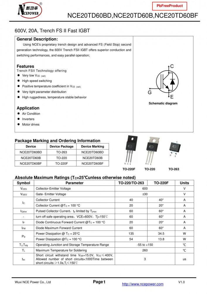 NCE20TD60BD datasheet page 1