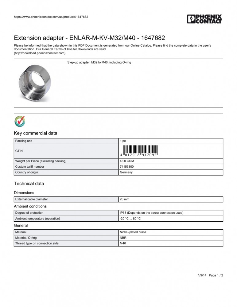 Phoenix Contact 1647682 product document image