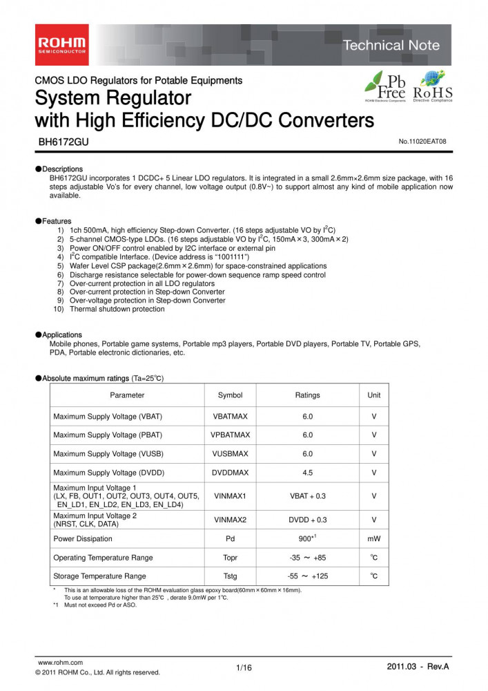 BH6172GU-E2 technical document page 1
