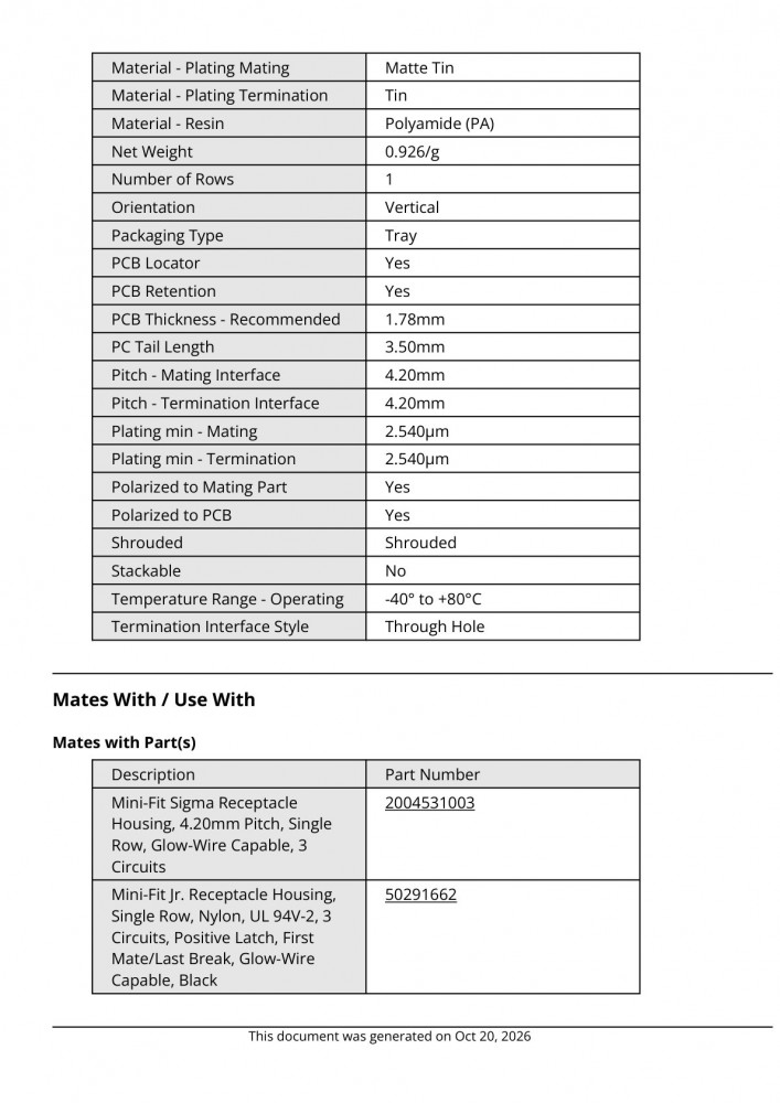 Technical document page image 3 for MOLEX 1726470203