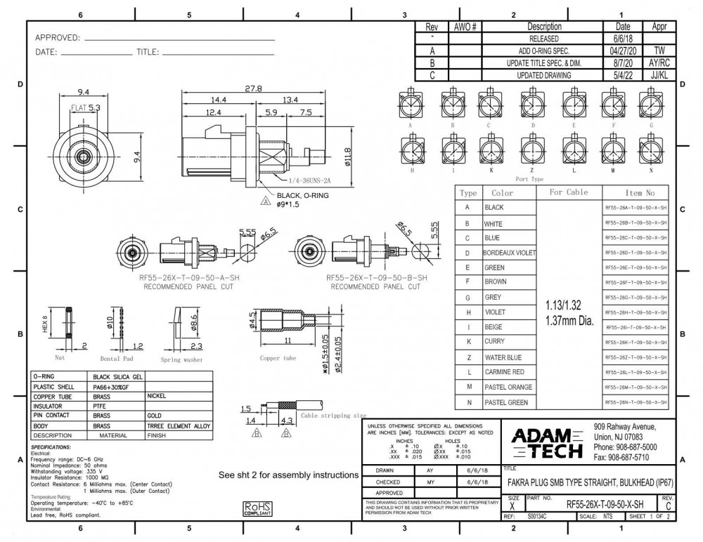 ADAM TECH RF55 series drawing page 1