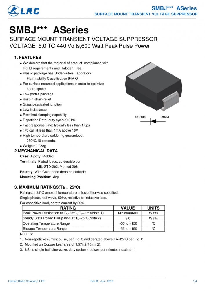 SMBJ series datasheet page 1