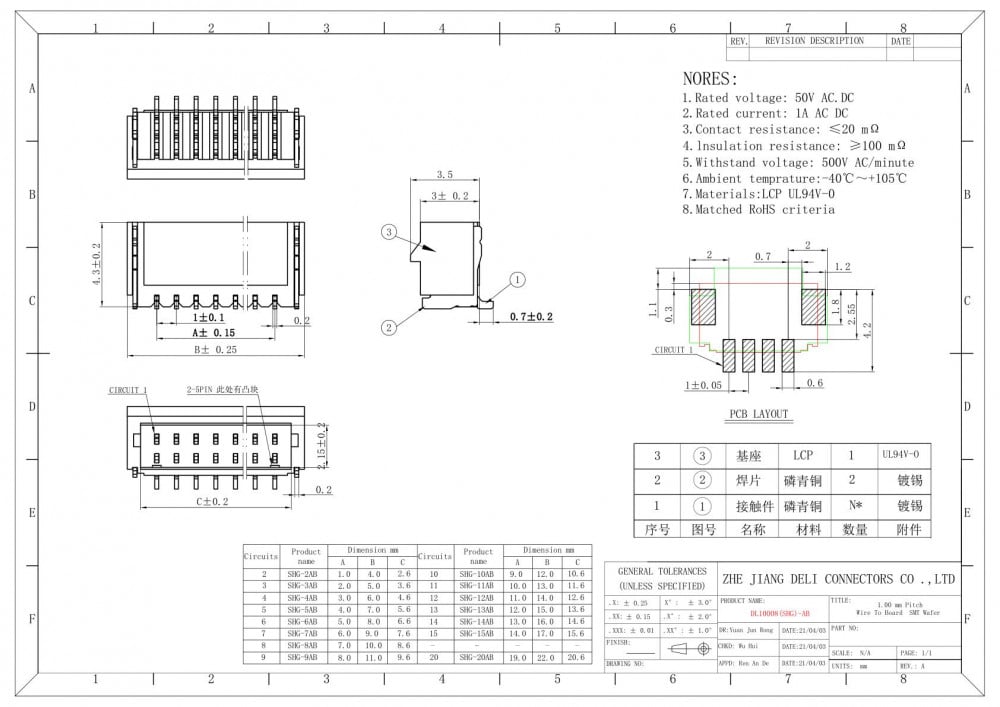 DLL SHG-T technical drawing page 1