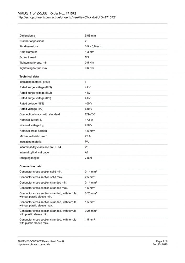 Phoenix Contact 1715721 product notes