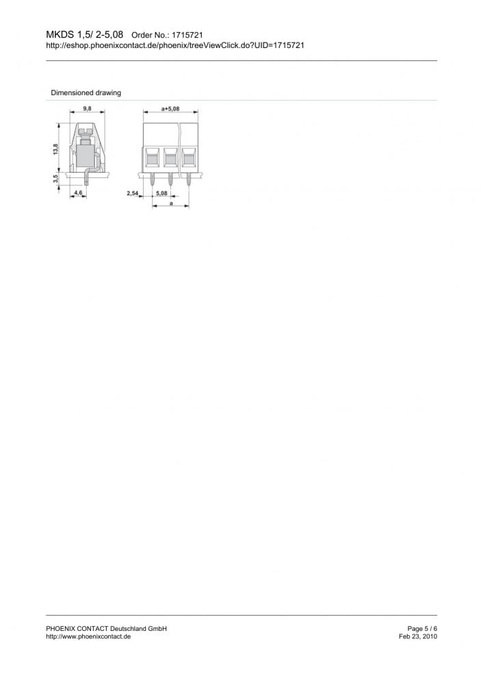 Phoenix Contact 1715721 drilling plan