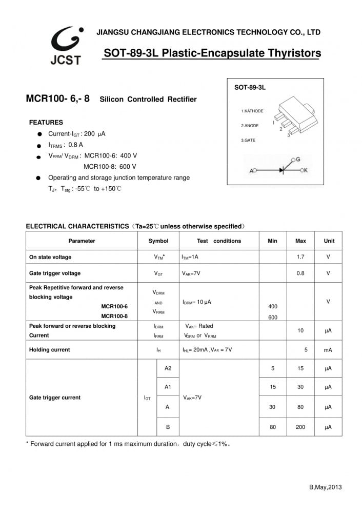 JSCJ MCR100-6 technical datasheet preview
