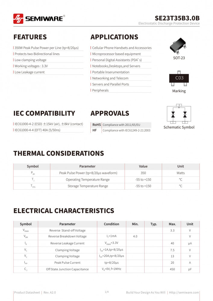 SE23T35B3.0B datasheet preview, page 1