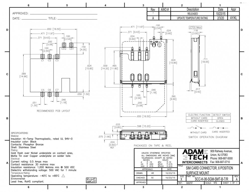 ADAM TECH SCC-K-06-SGM-SMT-B-T/R technical document