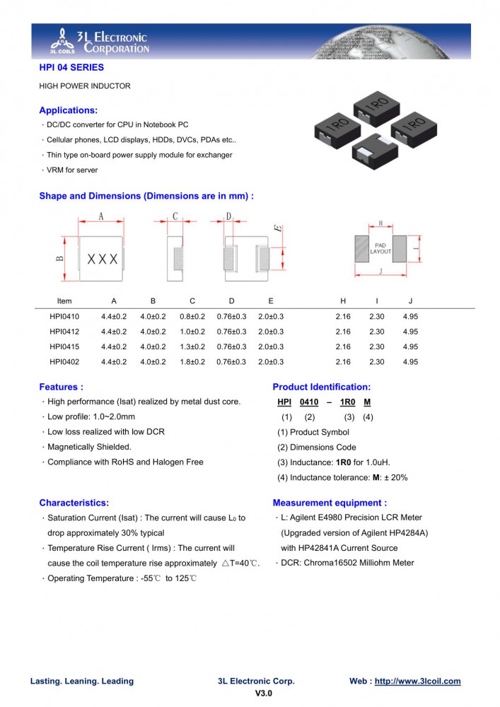 HPI 04 series technical document, page 1