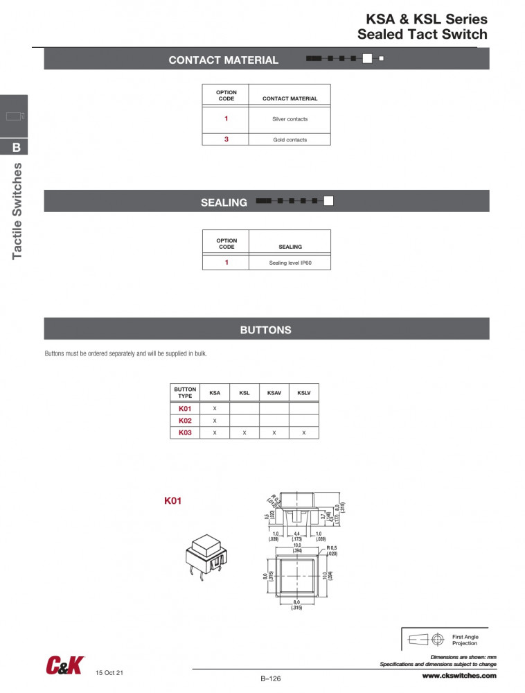 C&K BTNK0170 technical document page 4