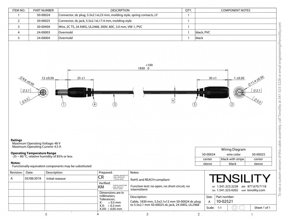 Tensility International 10-02521 product drawing