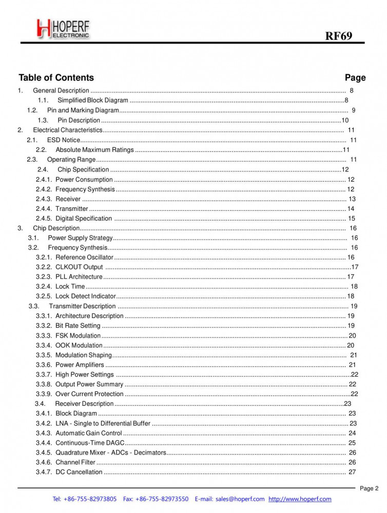 RF69 datasheet page 2