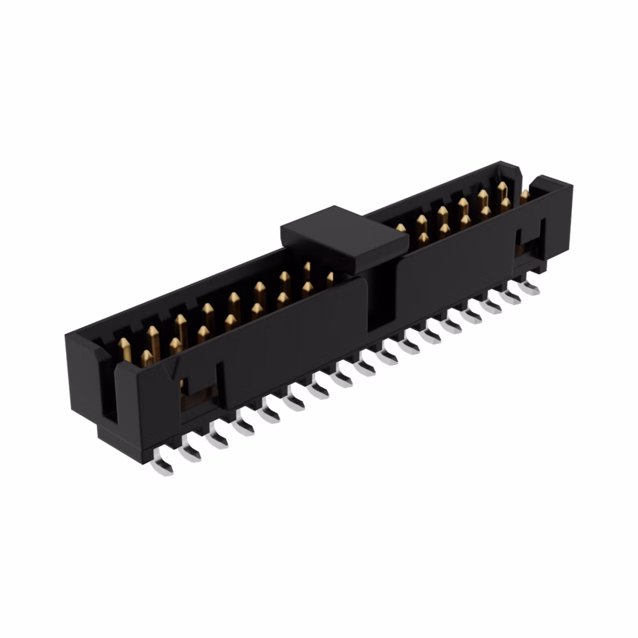 2.00mm Pitch, Milli-Grid PCB Header, Dual Row, Right-Angle, Through Hole, 10 Circuits, 0.76µm Gold (Au) Plating, 2.16mm Tail Length, Dual Side Slots, Center Friction Lock, Tube