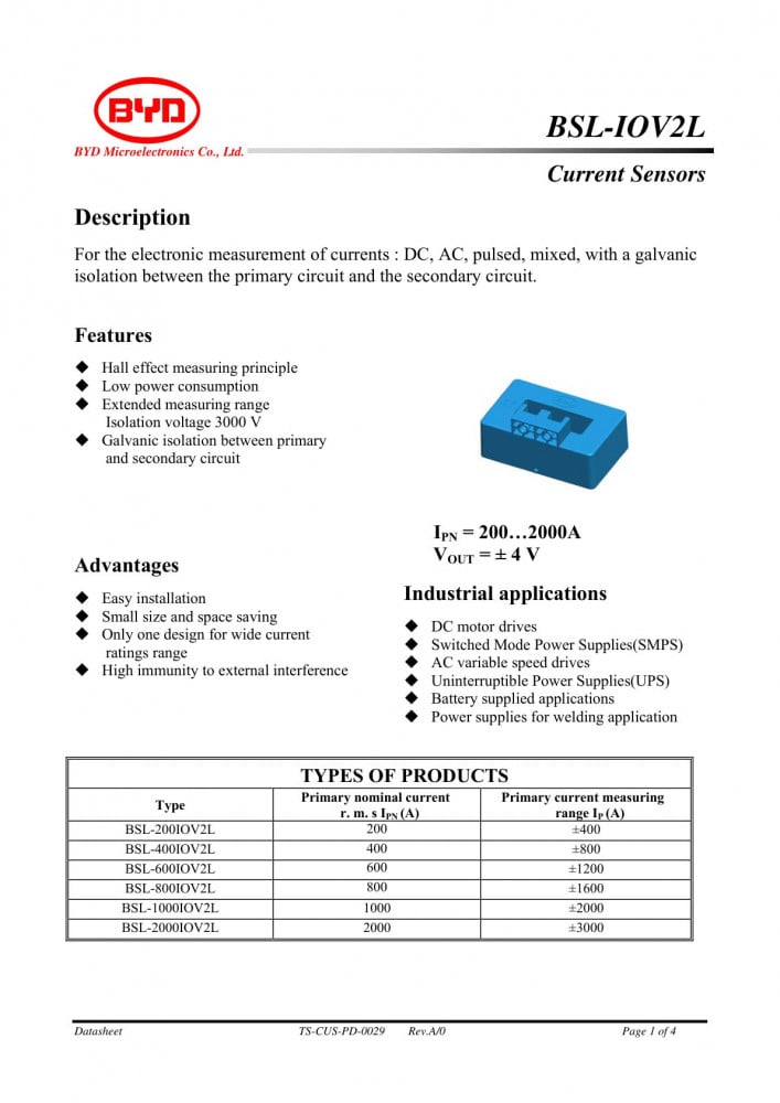 BSL-800IOV2L technical document page 1