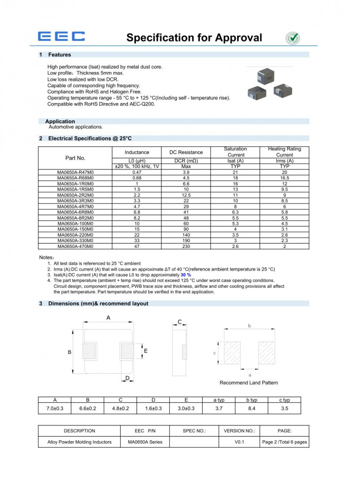 EEC MA0650A approval specification page 3