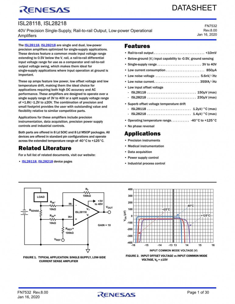 ISL28118 datasheet page 1